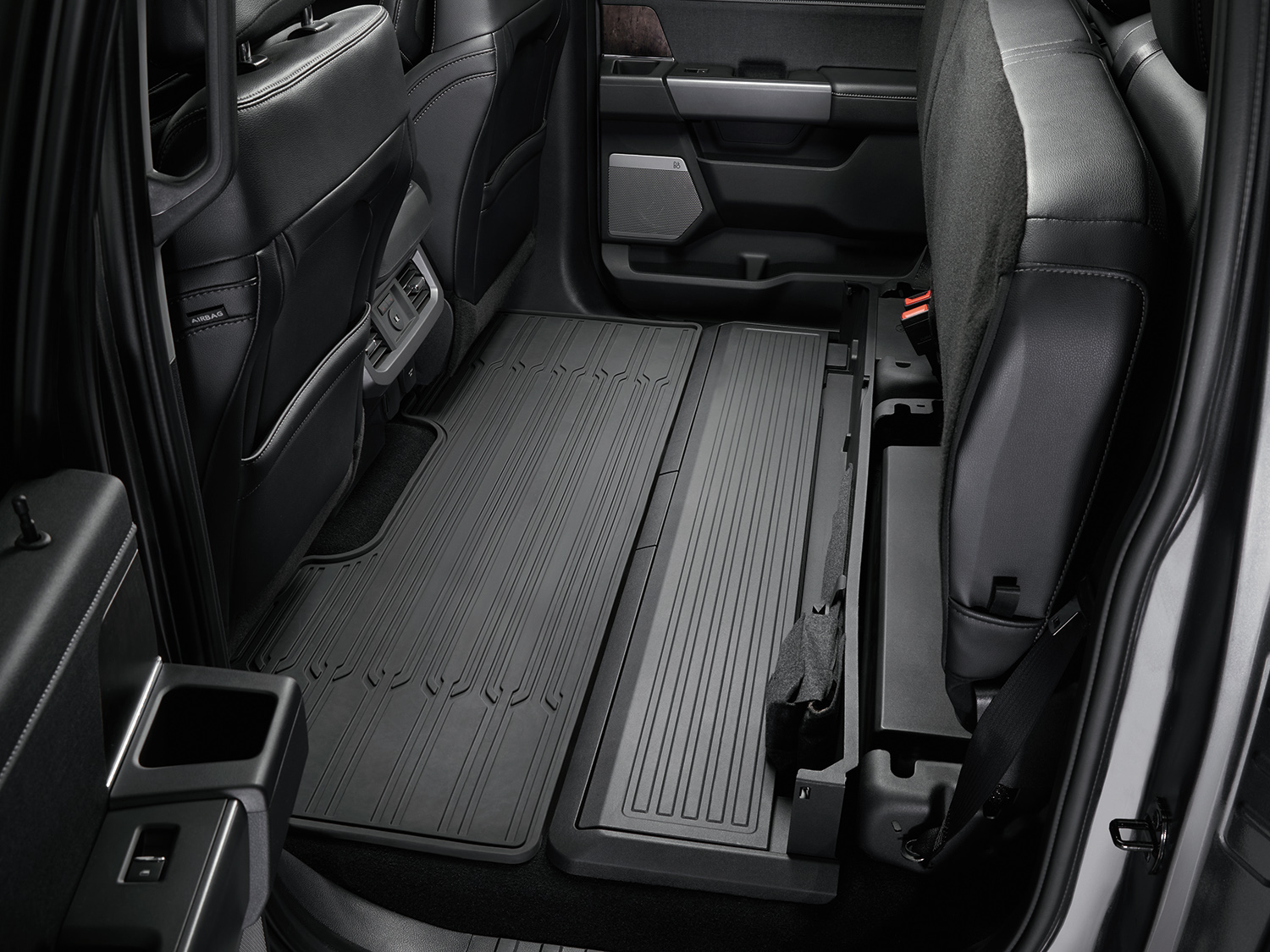 Super Duty 2023 2025 Black 3 Piece Tray Style Floor Liner for Carpet Flooring for SuperCab or CrewCab w Storage Box